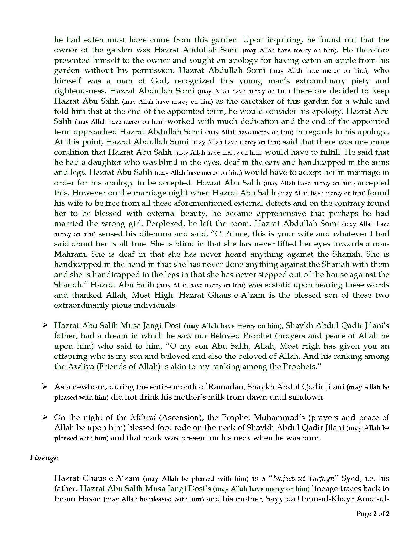 Biography of Ghouse-Azam in english – Aal-e-Qutub Aal-e-Syed Abdullah ...